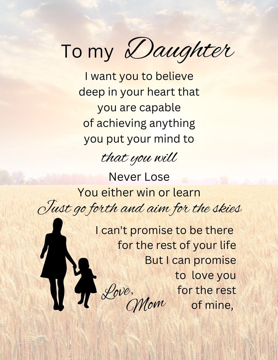 To My Daughter Prayer, Daughter Prayer Printable, Daughter Gift ...