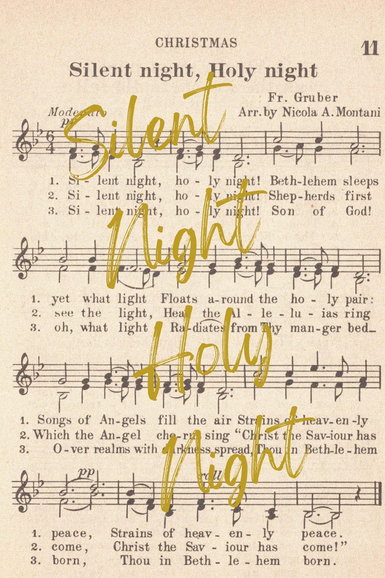 Silent Night Hymn Sheet Music | Christmas Carol (digital Download) - Etsy