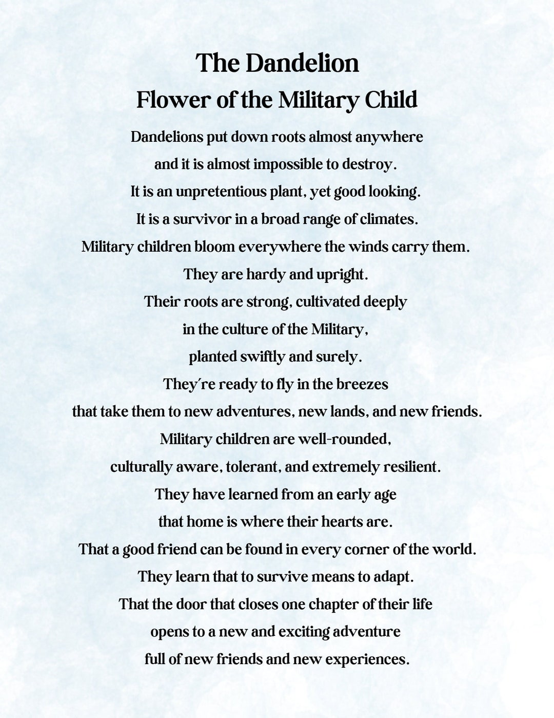 Military Child Dandelion Flower Printable (PNG Files) - Etsy