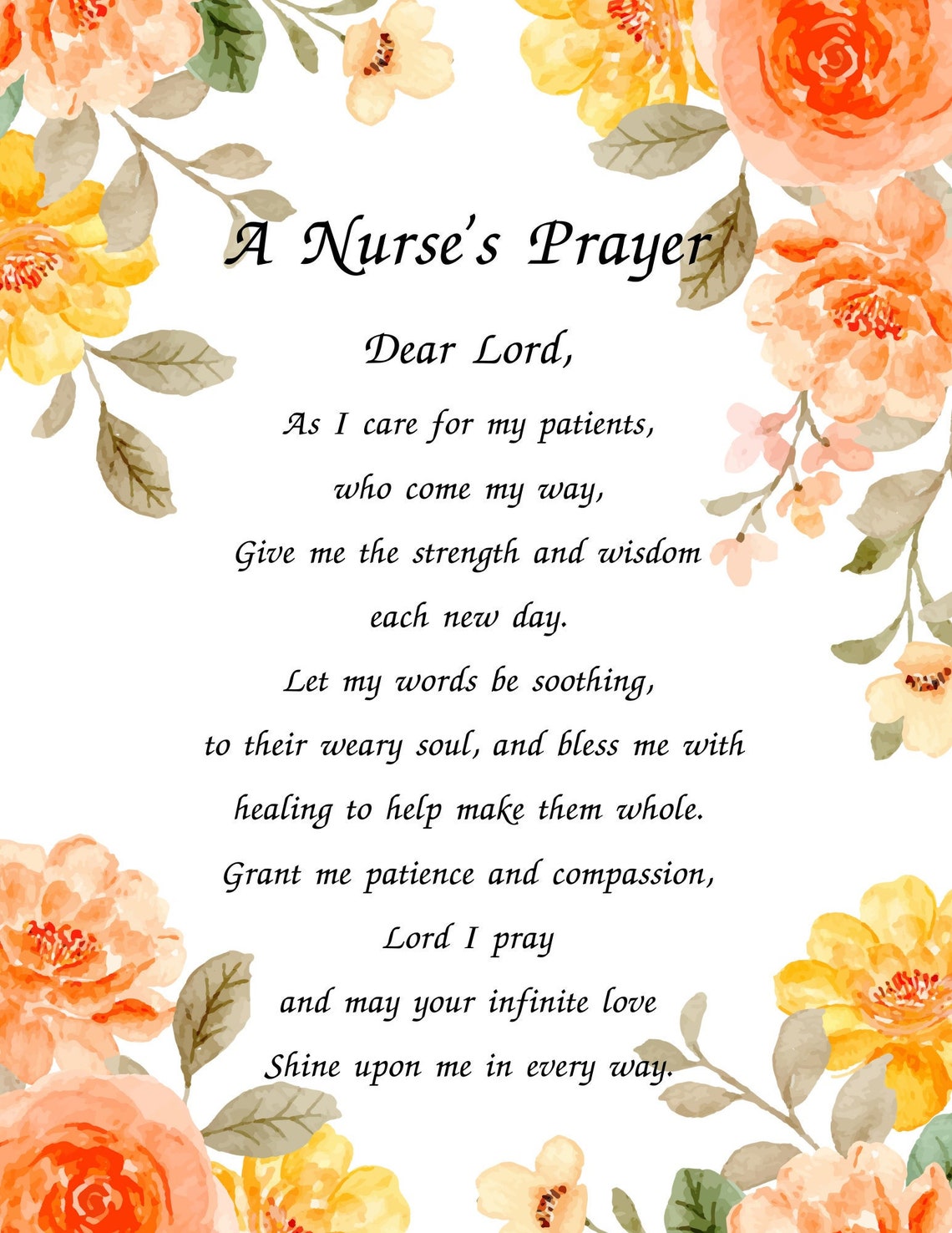 A Nurses Prayer Printable, Nurses, Nurse Gift, Nurse Wall Art - Etsy