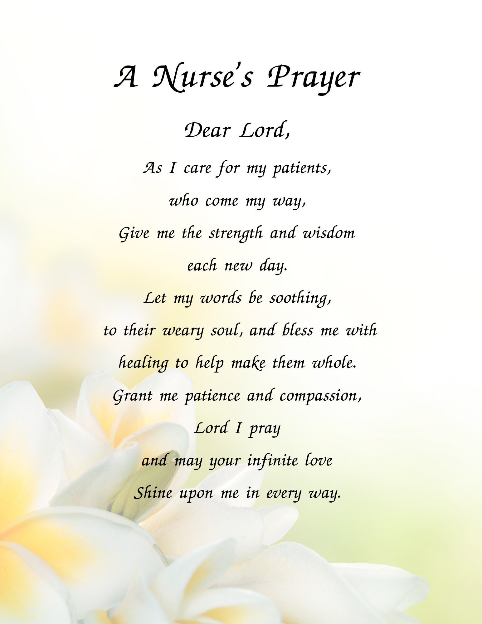 Nurse Prayer Art Tidylady Printables