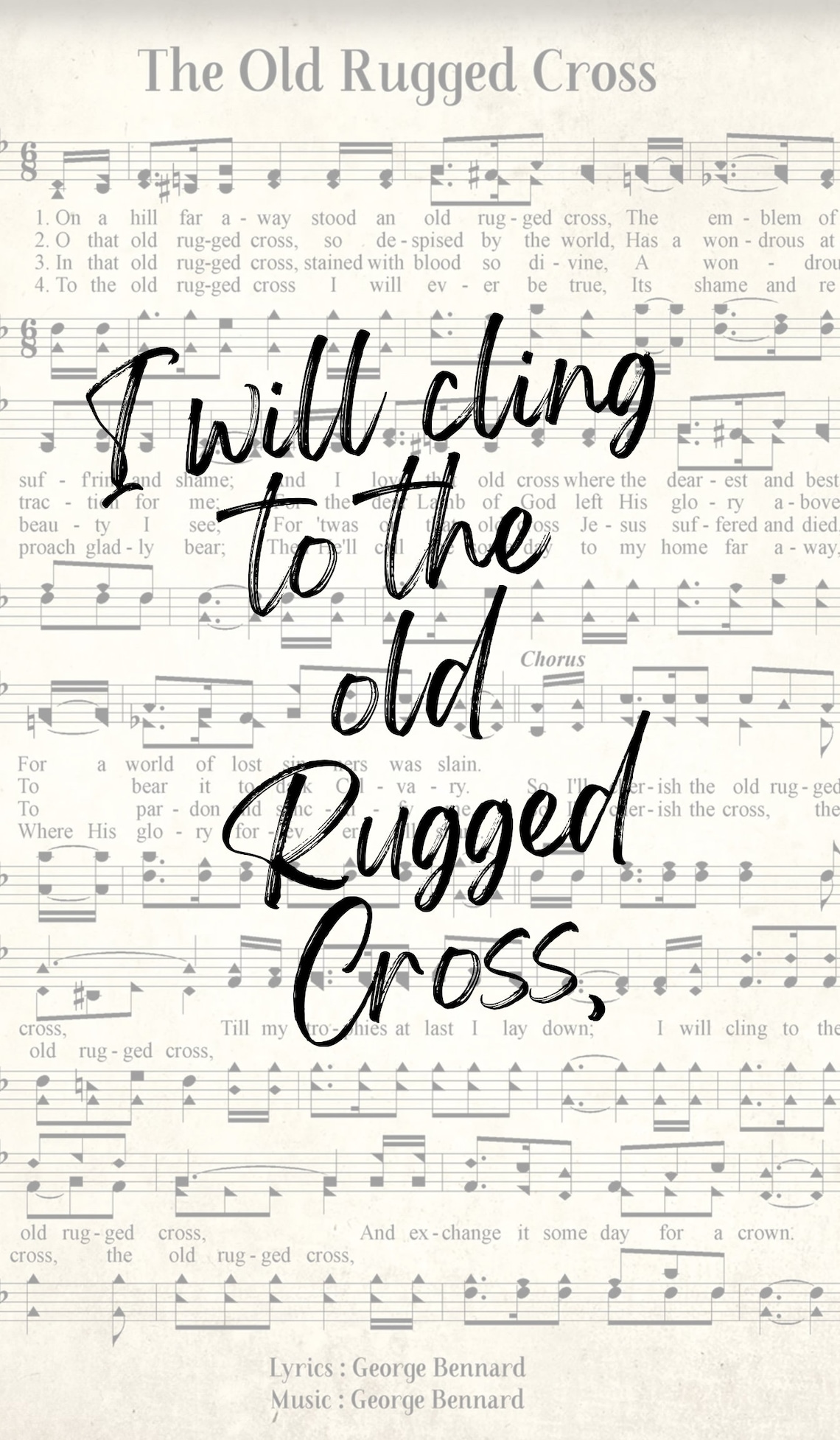 The Old Rugged Cross | Hymn Sheet Music | the Old Rugged Cross 12x24 Printable | Cling to the ...