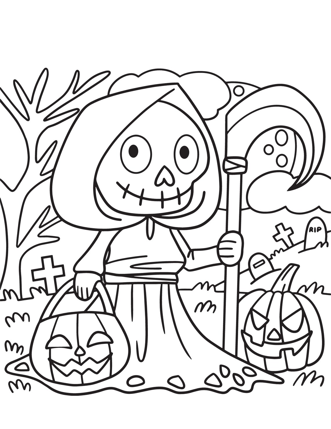 Halloween Coloring Pages:17 Printable Ghouls & Pumpkins (PDF) - Etsy