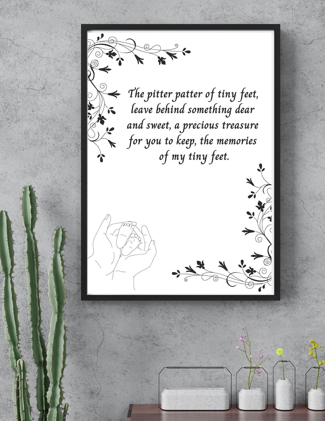 Pitter Patter Tiny Feet Printable, Baby Footprints, Mother's Day ...