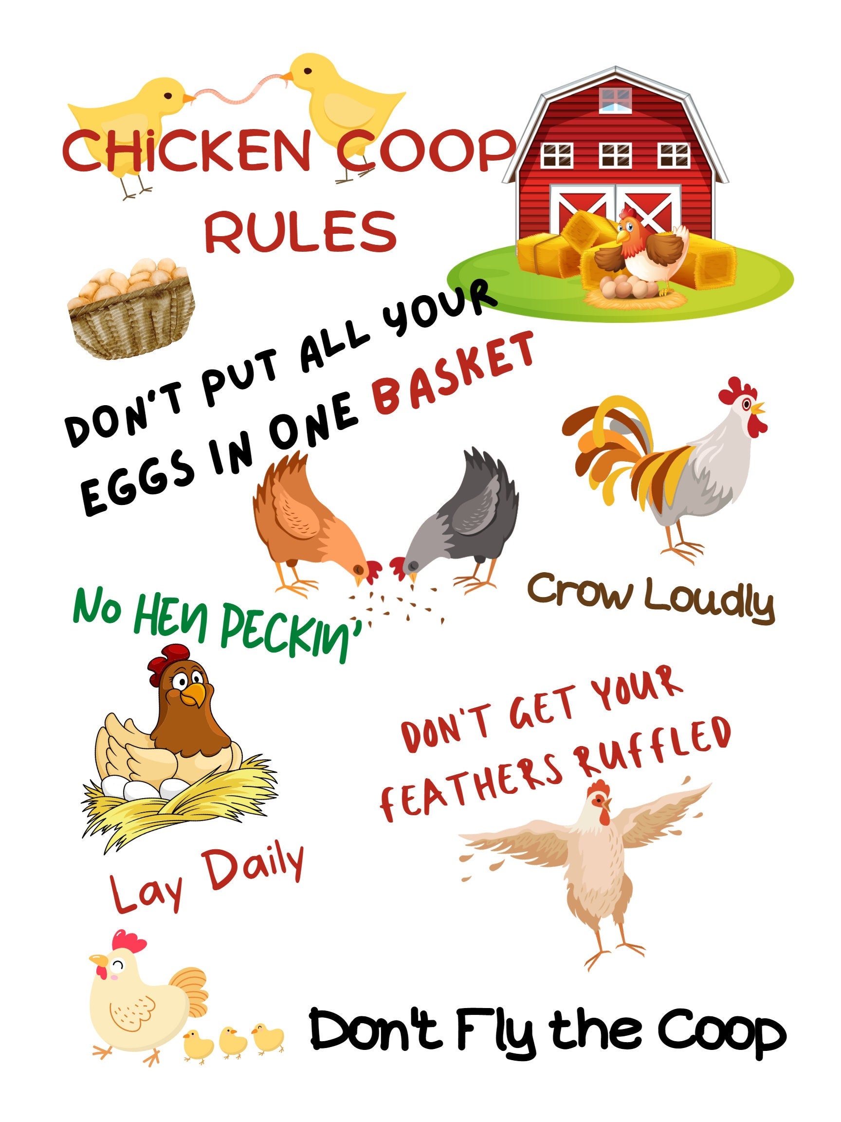 Chicken Coop Rules | Chicken Printable | Chickens Hen House | Digital ...