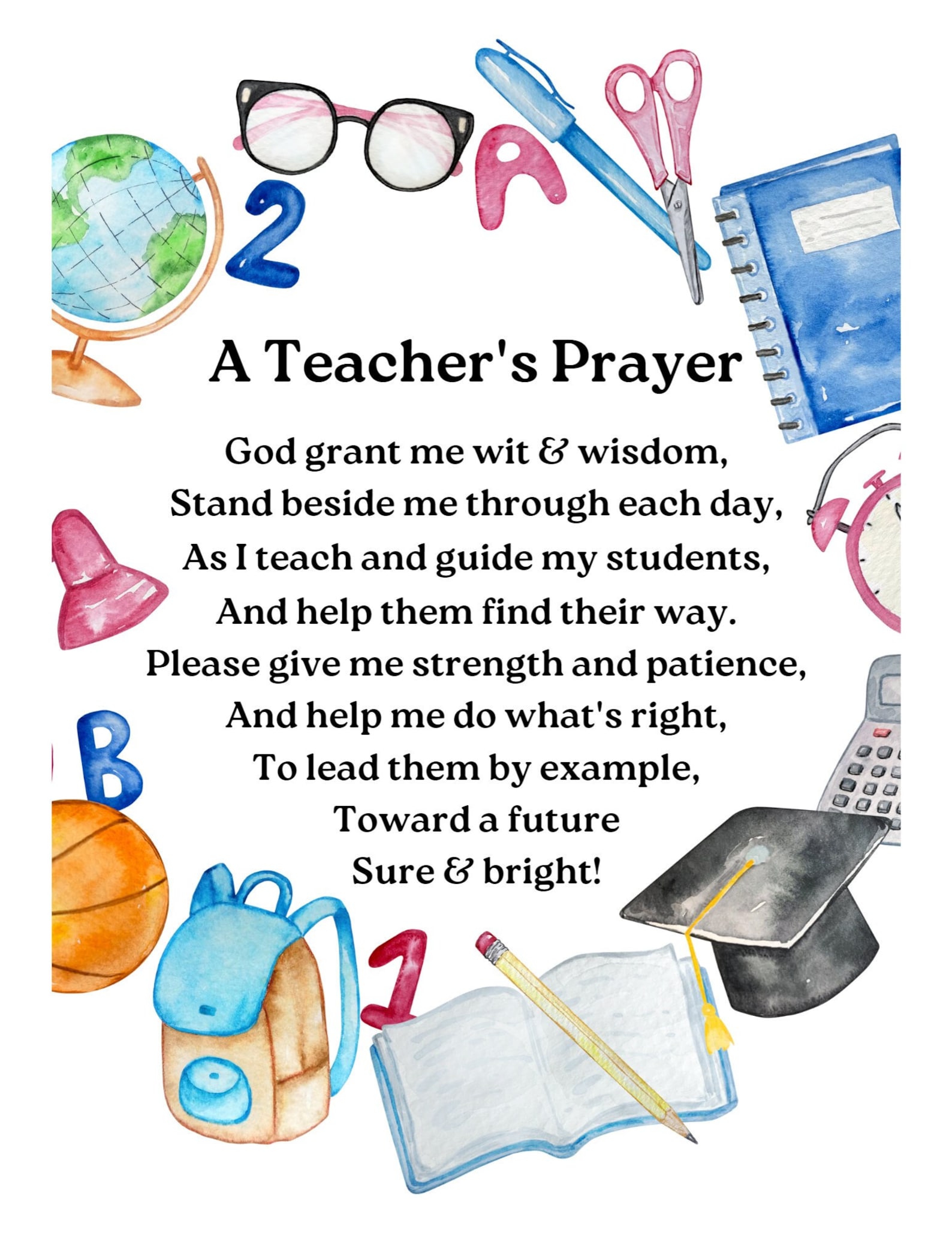 Teacher's Prayer Printable, Classroom Wall Art (PNG File) - Etsy