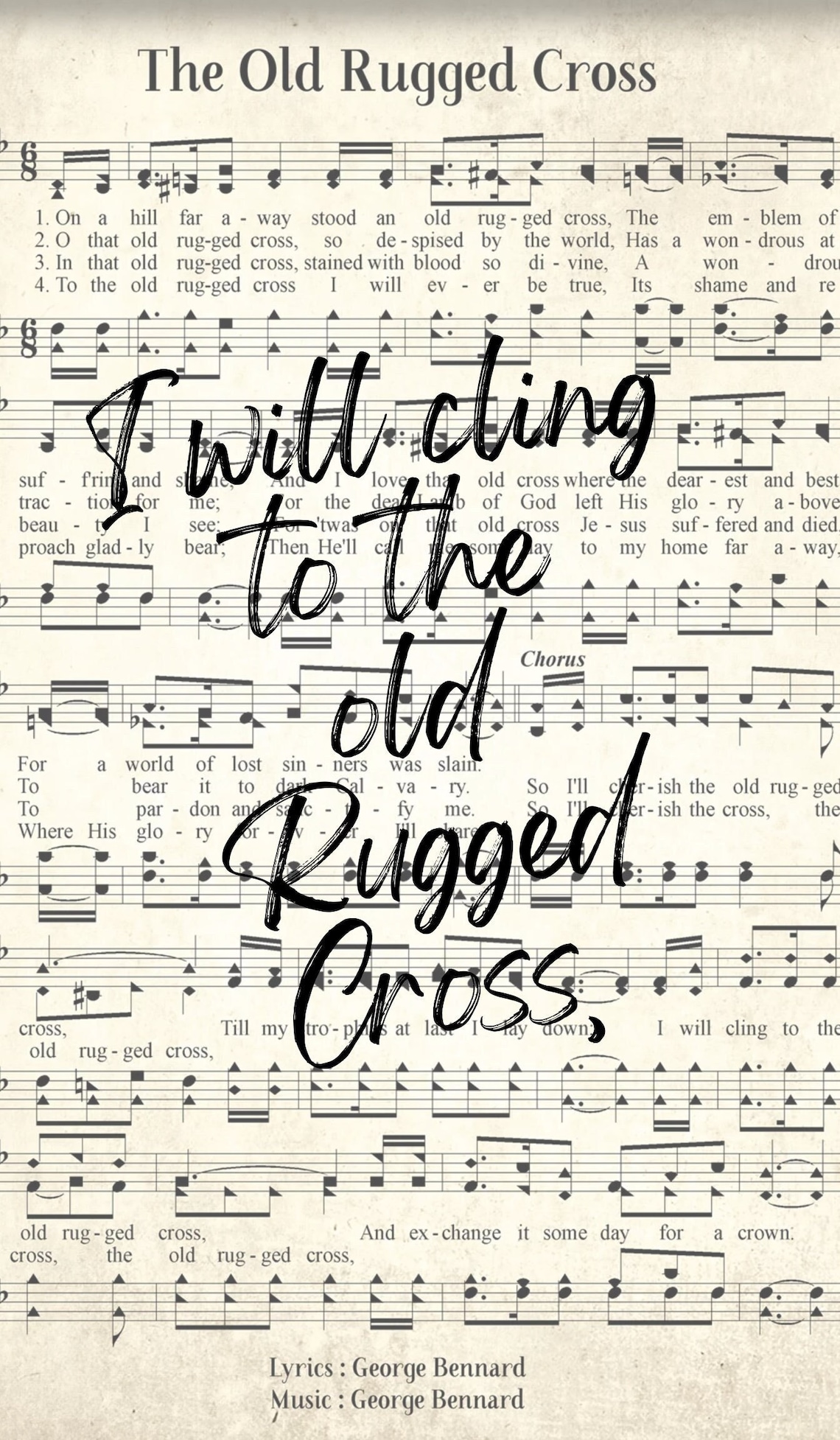 The Old Rugged Cross Hymn Sheet Music | Printable Wall Art (digital ...