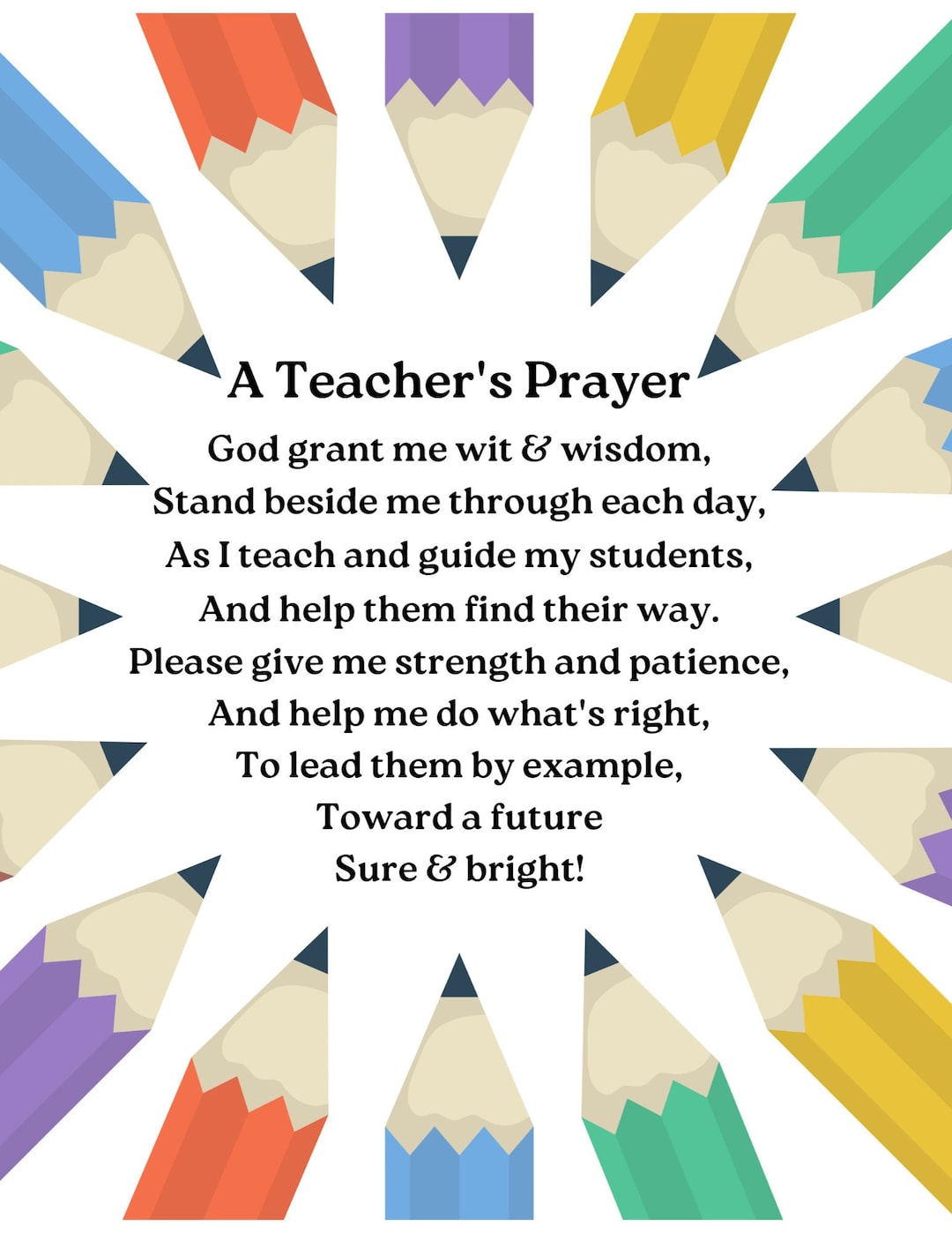 Teacher's Prayer Printable, Classroom Wall Art (PNG File) - Etsy
