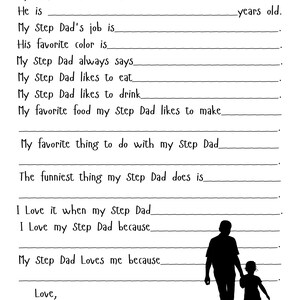 All About My Step Dad Printable, Step Dad Birthday, Father's Day ...