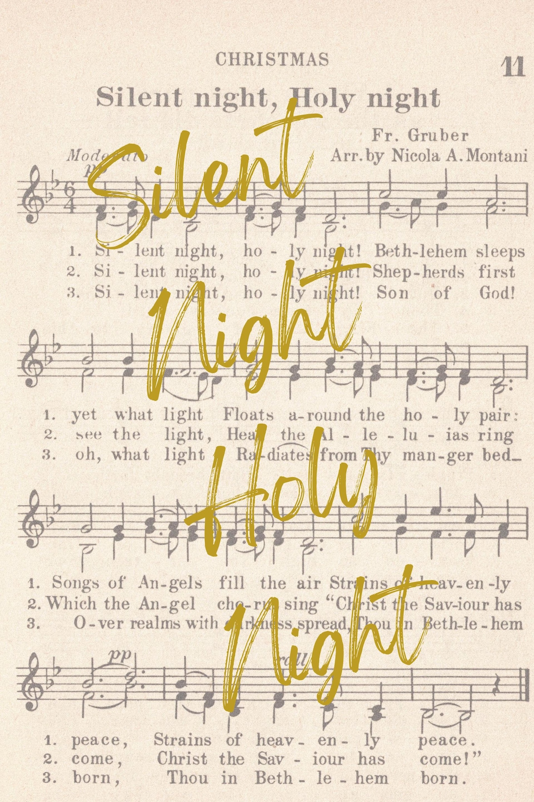 Silent Night | Hymn Sheet Music | Silent Night Printable | Silent Night ...