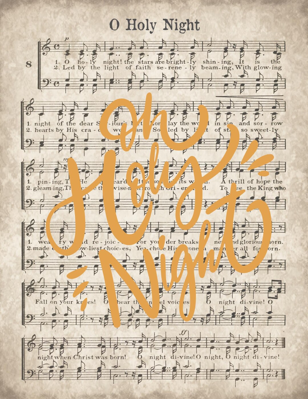 O Holy Night Hymn Sheet Music | Christmas Carol (digital Download) - Etsy