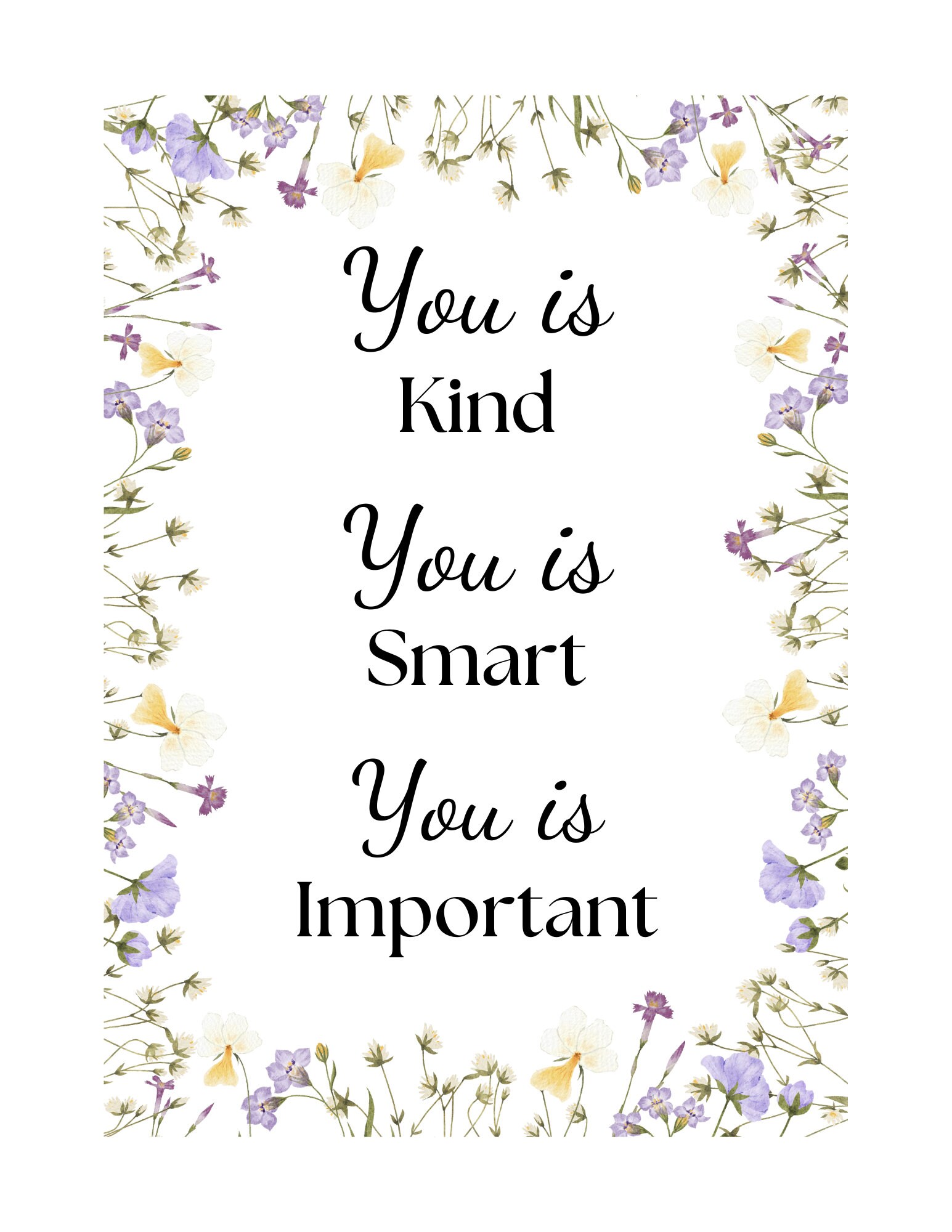 You is Kind, You is Smart, You is Important Printable Wall Art, Kids ...