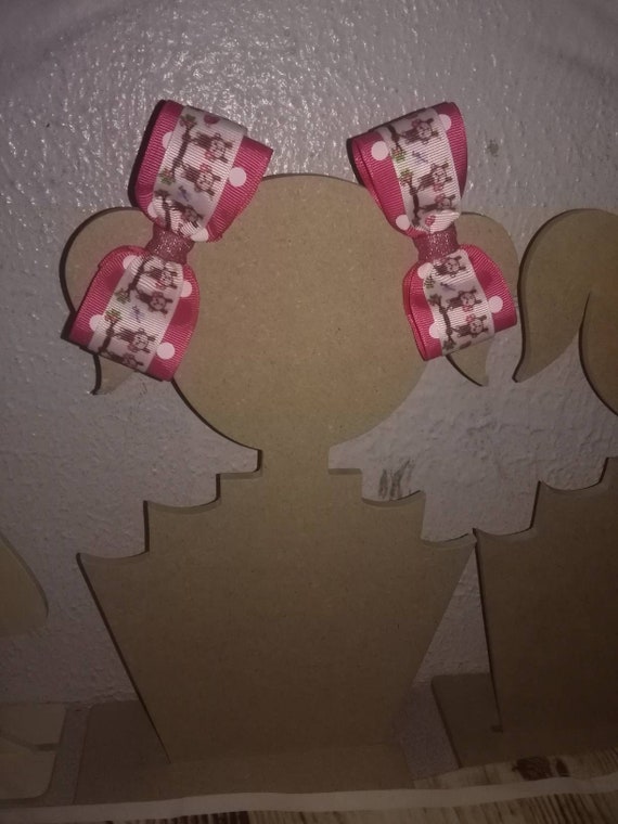 Monkey pink piggie bows set | Etsy