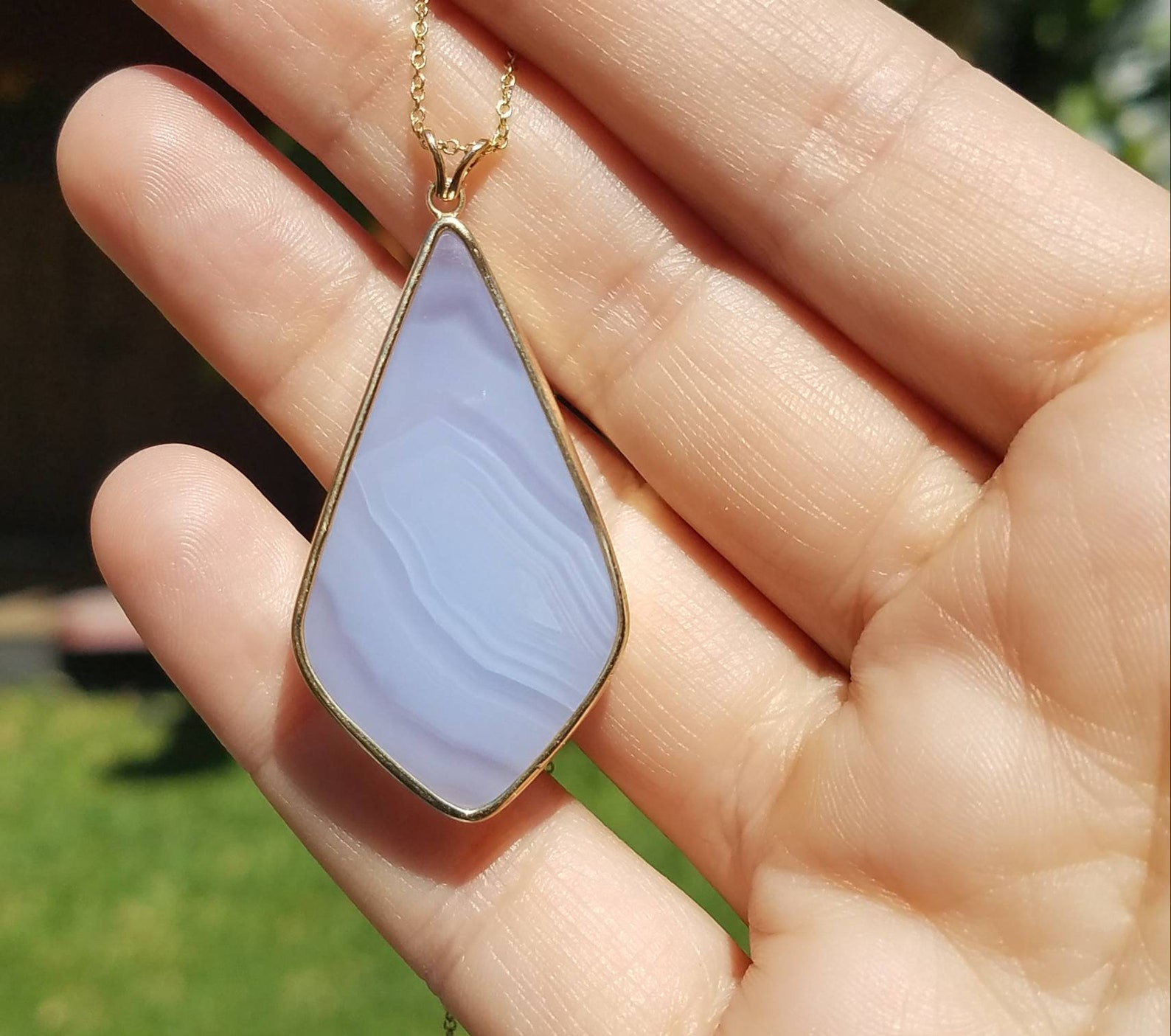 Chalcedony Necklace - 14k Yellow Gold - Handmade - Custom Jewelry #1390 ...