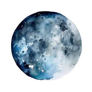 Moon Watercolor Clipart Set of 4 PNG Digital Downloads for Stickers ...