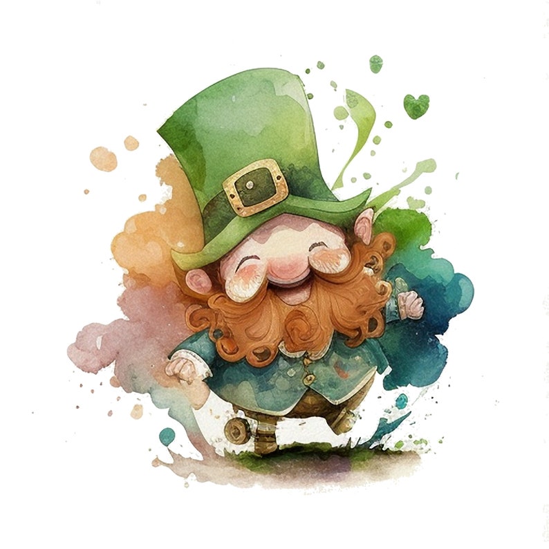 Leprechaun Art Print Leprechaun Watercolor Clipart Cute - Etsy