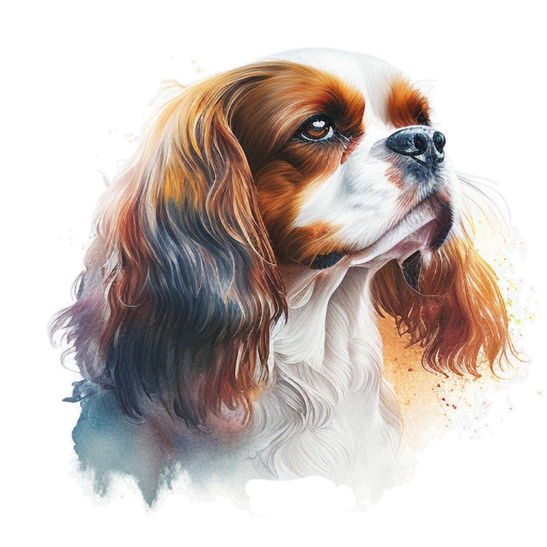 Watercolor Cavalier King Charles Spaniel Pet Portrait Clipart Set of 4 ...