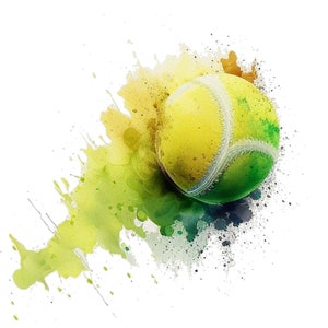 Tennis Ball Watercolor Clipart Set 4 Digital Downloads for Sports Art ...
