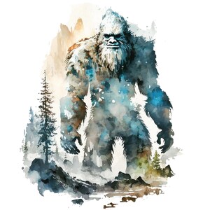 Yeti Watercolor Clipart - Digital Downloads for Wall Art, Prints, and ...