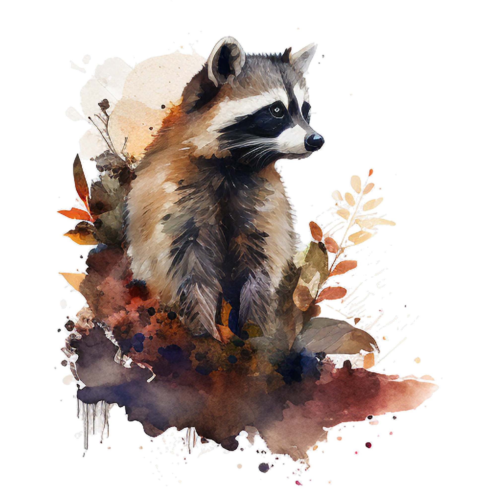Cute Racoon Watercolor Clipart Set of 4 Commercial Use PNG - Etsy
