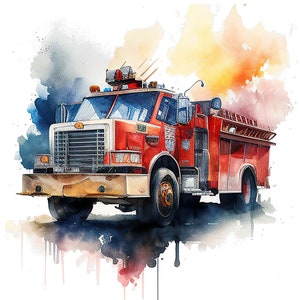 Stunning Watercolor Fire Rescue Designs: Downloadable PNG Files and ...