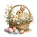 Watercolor Easter Bunny Easter Basket Set of 4 Clipart PNG Files ...