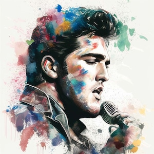 Set of Four Elvis Watercolor Art Prints - Pop Culture Digital Downloads ...