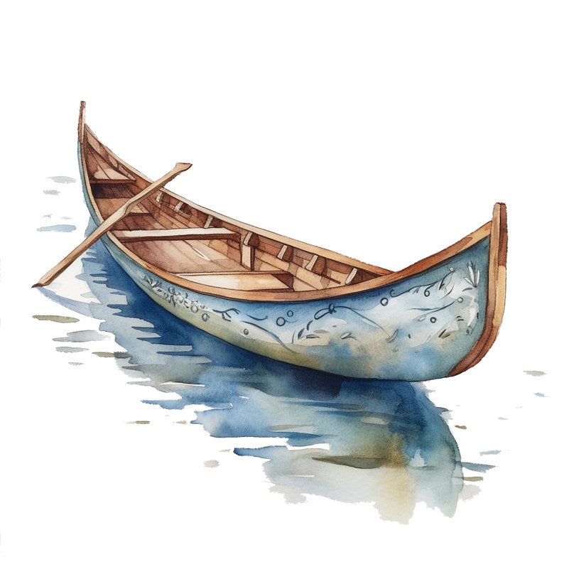 Canoe Watercolor Clipart Set of 4 PNG Files for Canoeing - Etsy