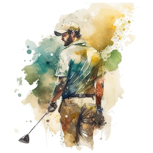 Set of 4 Golf Watercolor Clipart, Golf Sublimation, Pro Shop Sports ...