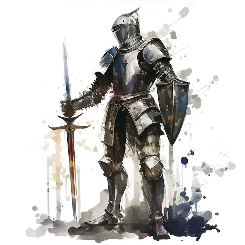 Valiant Knight Watercolor Clipart Set of 4 for Dnd Player Gift - Etsy