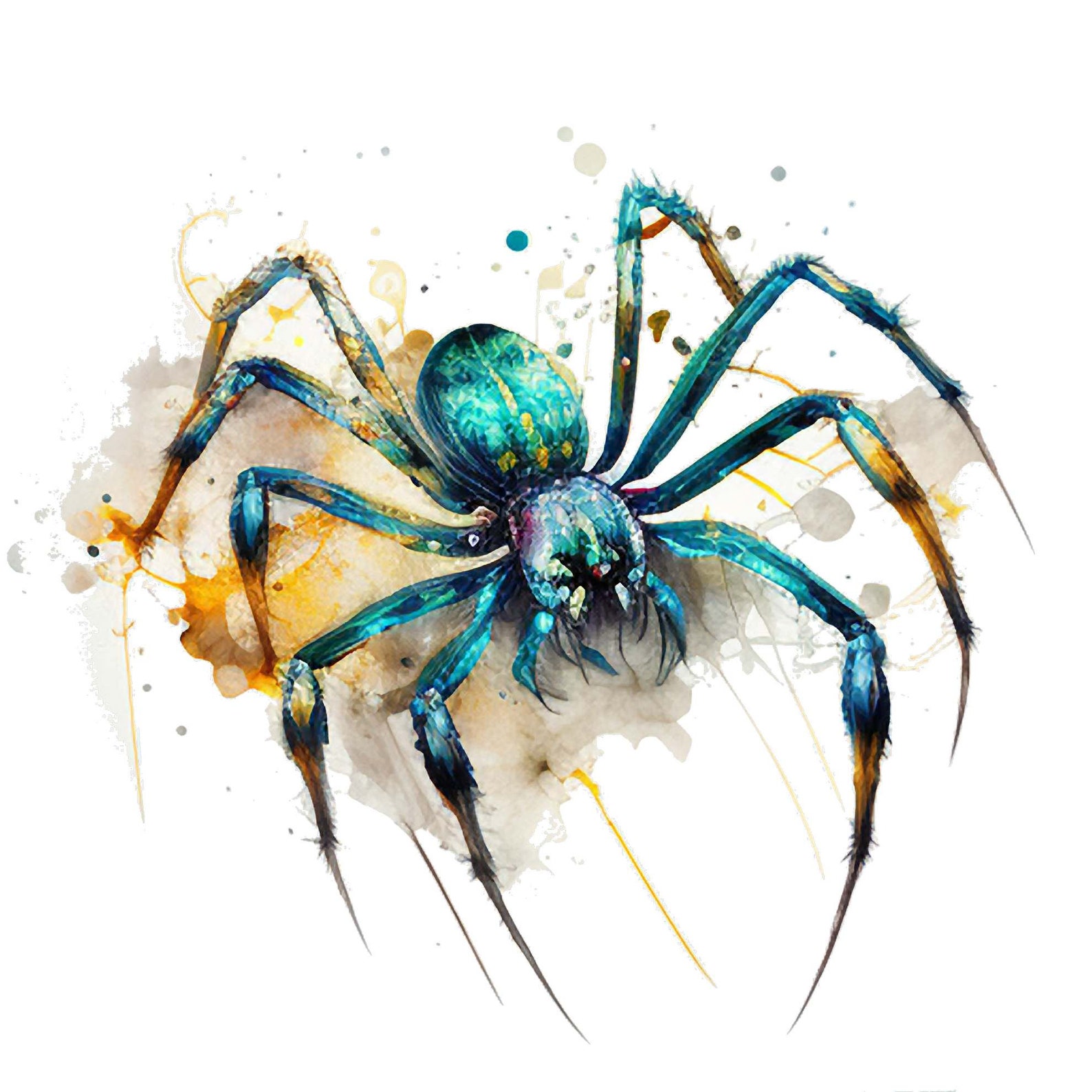 Watercolor Spider Set of 4 PNG Digital Download Files for - Etsy