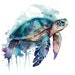 Watercolor Sea Turtle Clipart Set of 4 Digital Download Sea - Etsy