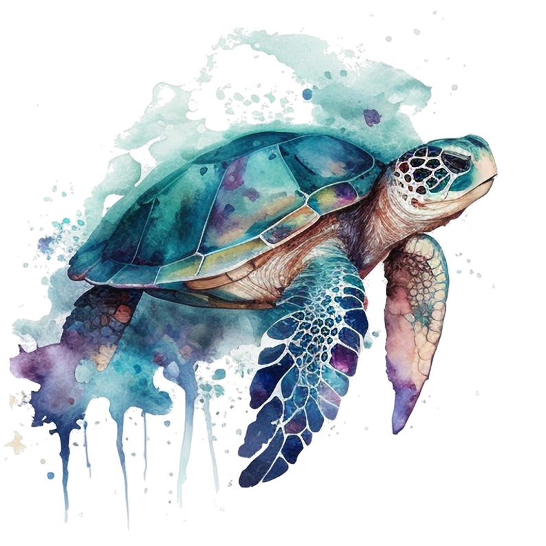 Watercolor Sea Turtle Clipart Set of 4 Digital Download Sea - Etsy