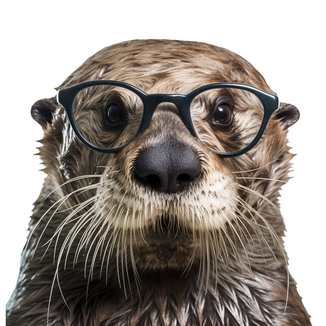 Cute Otter in Glasses Set of 4 Portraits PNG Set - Otter Clipart for ...