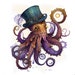 Watercolor Steampunk Octopus Set of 4 Png Clipart Files Steam - Etsy