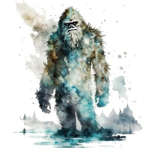 Yeti Watercolor Clipart Set - 4 PNG Files for Yeti Wall Art ...