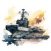 Watercolor Aircraft Carrier Digital Download Military Veteran Day Gift ...