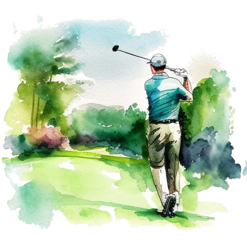 Set of 4 Golf Watercolor Clipart, Golf Sublimation, Pro Shop Sports ...