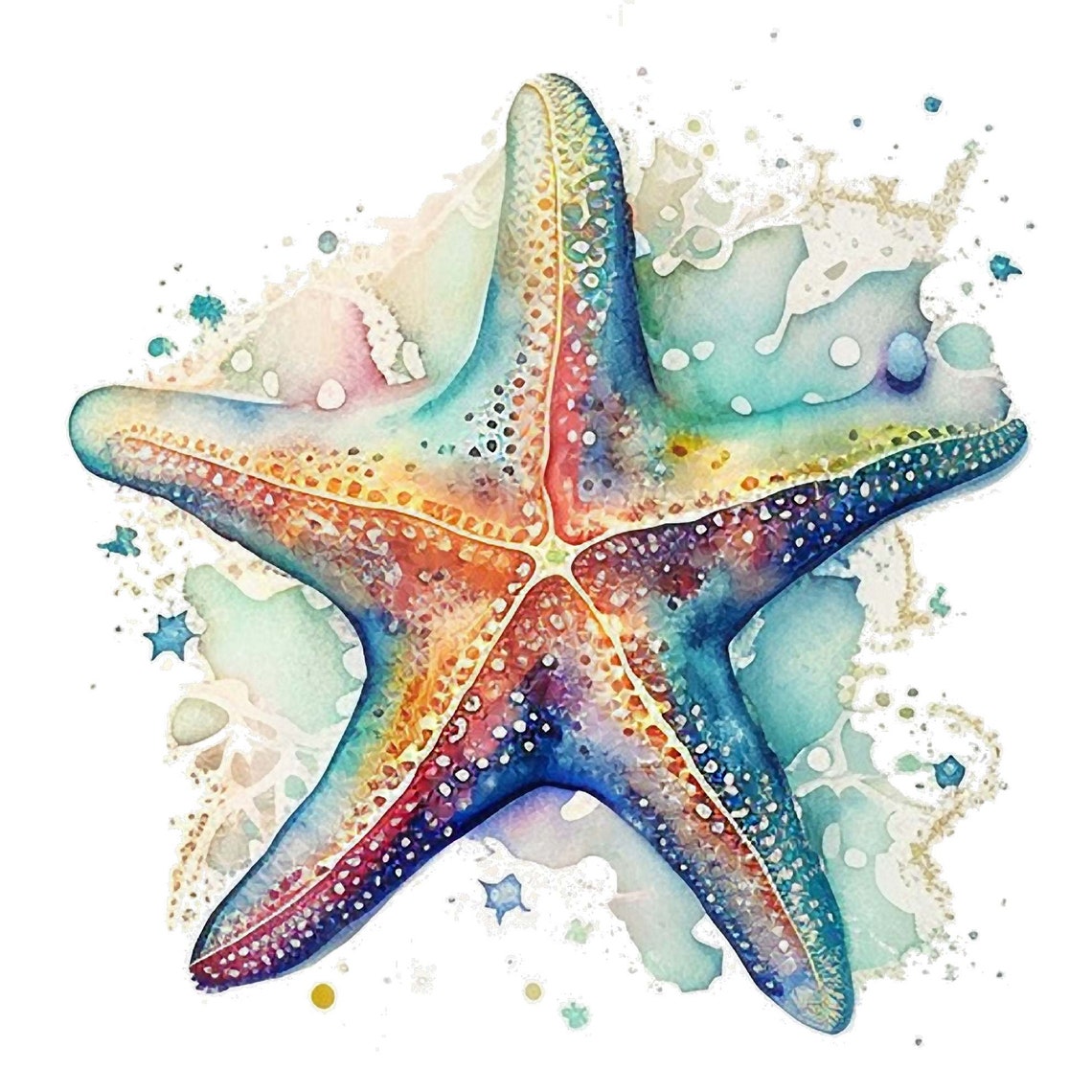 Starfish Watercolor Clipart Set of 4 Pngs for Printable Digital ...