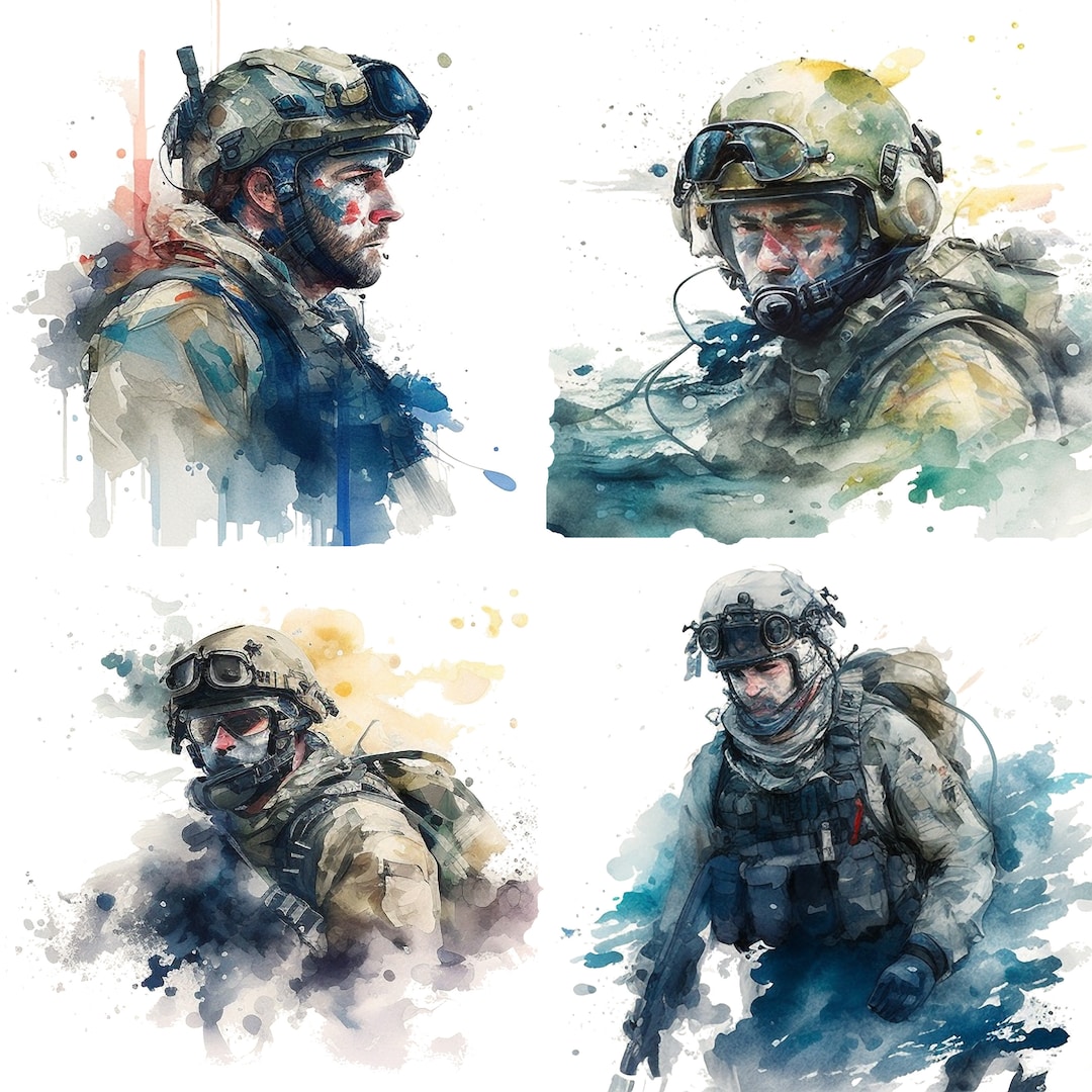 Navy Seal Watercolor Clipart Digital Download Military Veterans Day ...