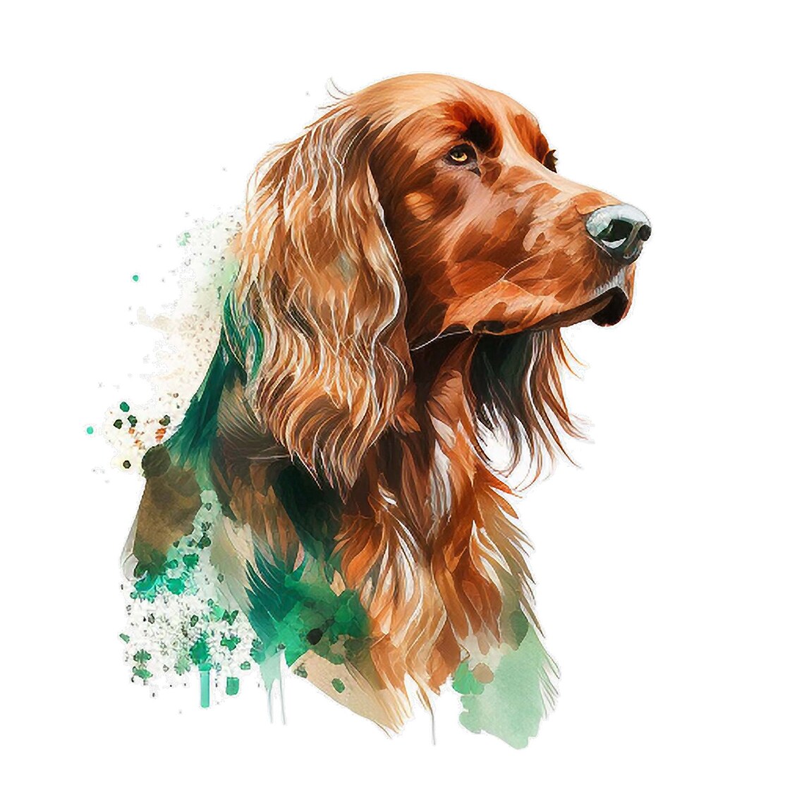 Watercolor Irish Setter Portrait Clipart Digital Download Set of 4 PNG ...