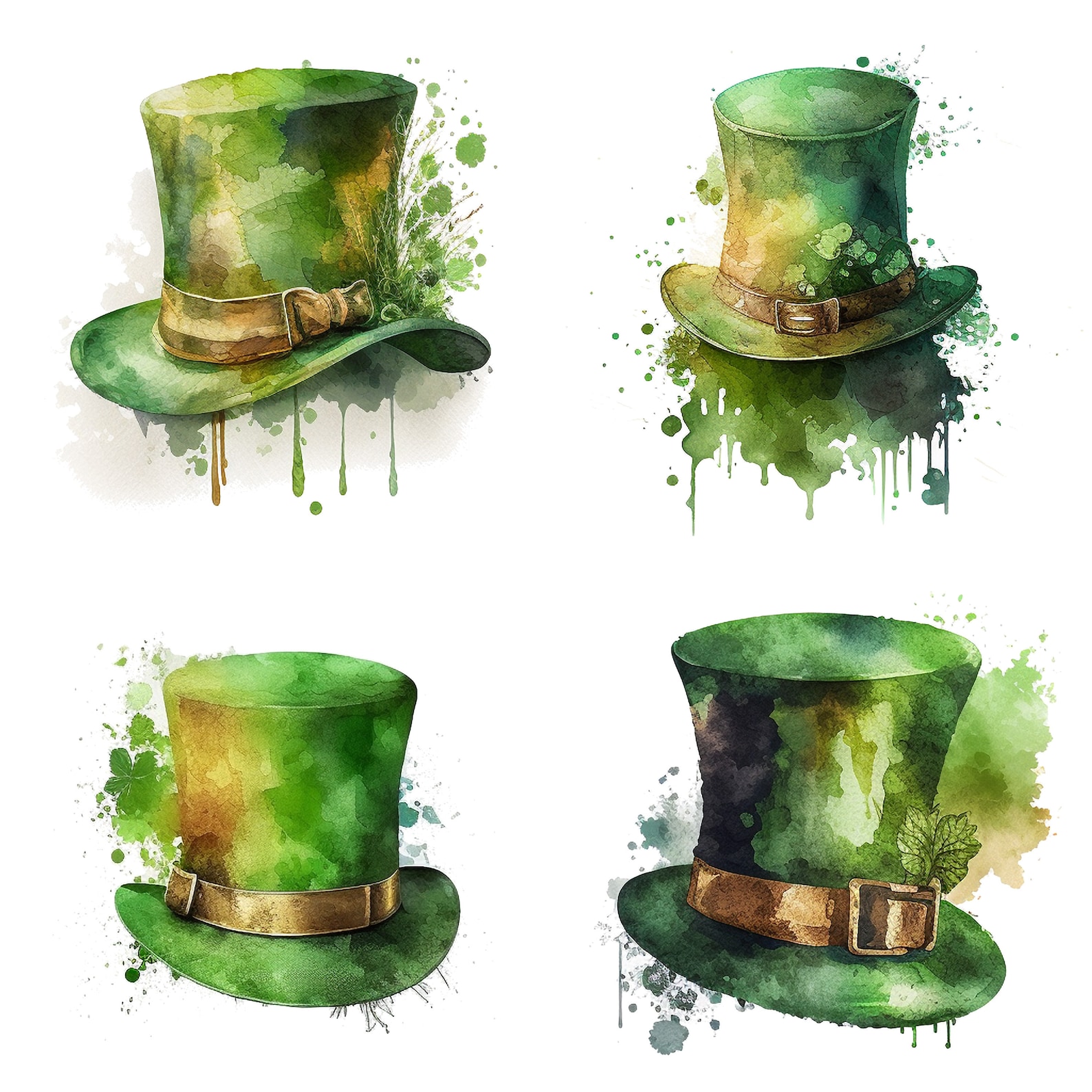 St. Patrick's Day Watercolor Clipart Set of 4 PNG Printable Files ...