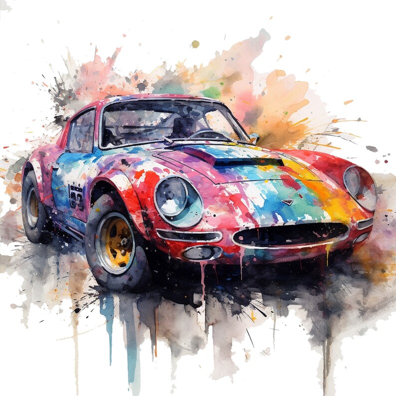 Race Car Watercolor Clipart PNG Files for Invitations Digital - Etsy