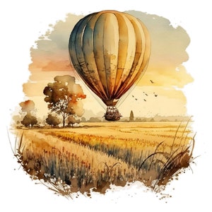 Hot Air Balloon Print Clipart Nursery Decor, Watercolor Clipart ...