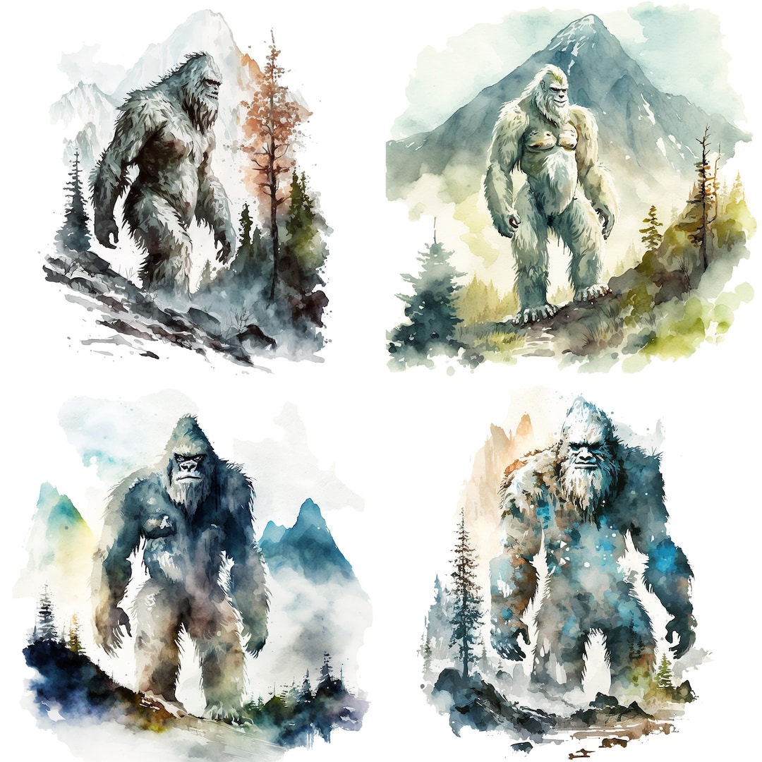 Yeti Watercolor Clipart - Digital Downloads for Wall Art, Prints, and ...