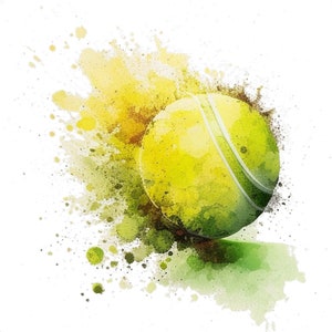 Tennis Ball Watercolor Clipart Set 4 Digital Downloads for Sports Art ...