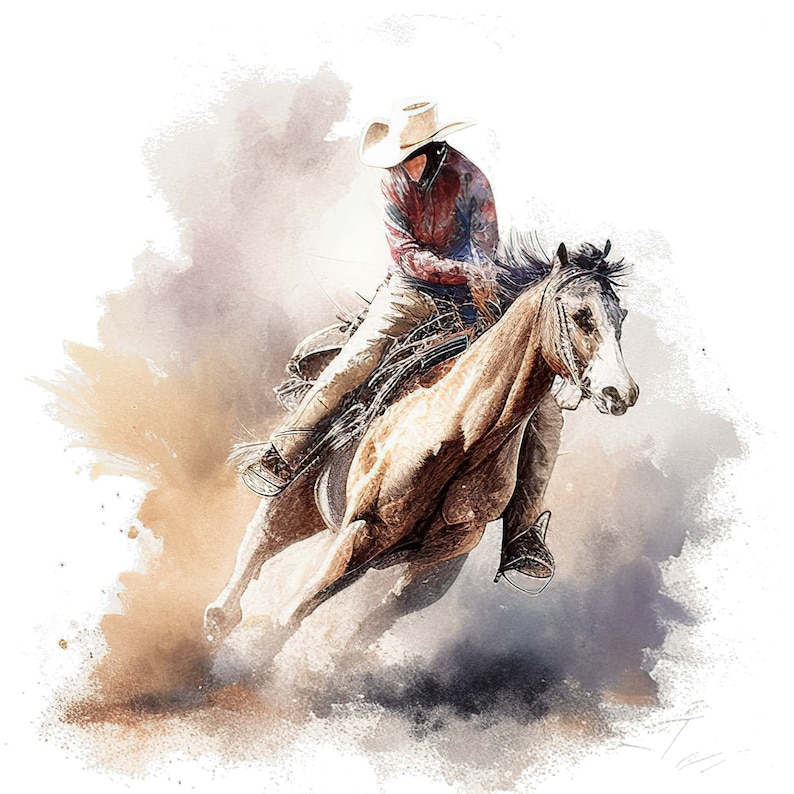 Set of 4 Western Rodeo Horse Riding Cowboy Clipart - Digital Download ...