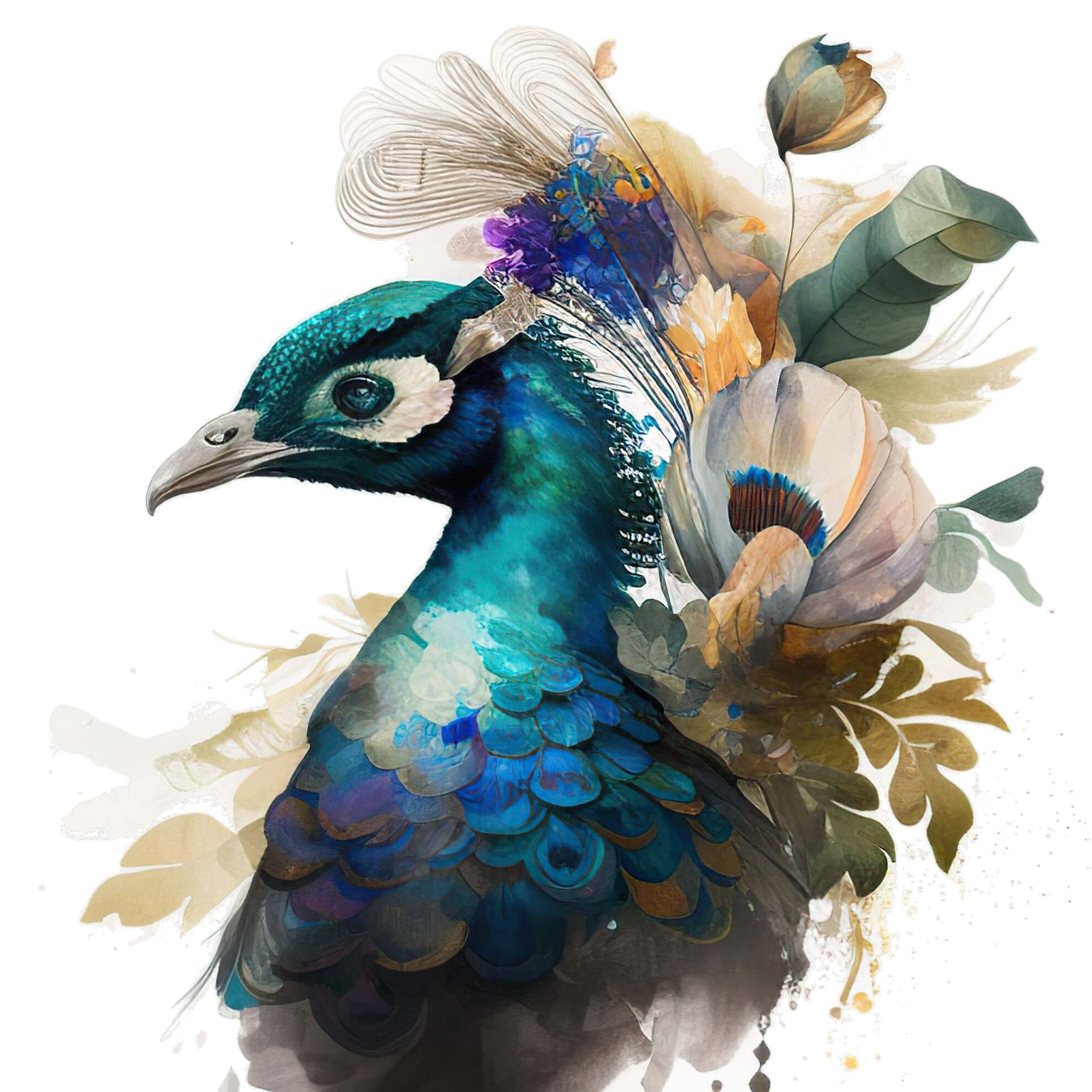 Peacock Clipart Sublimation Set of 4 Watercolor Clipart Digital ...