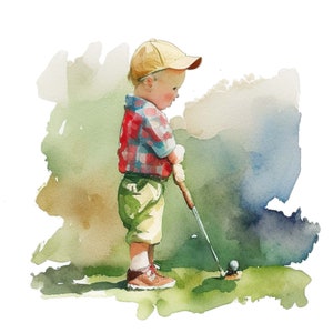 Watercolor Child Golfer Nursery Art Print Set of 4, Golf Themed Decor ...