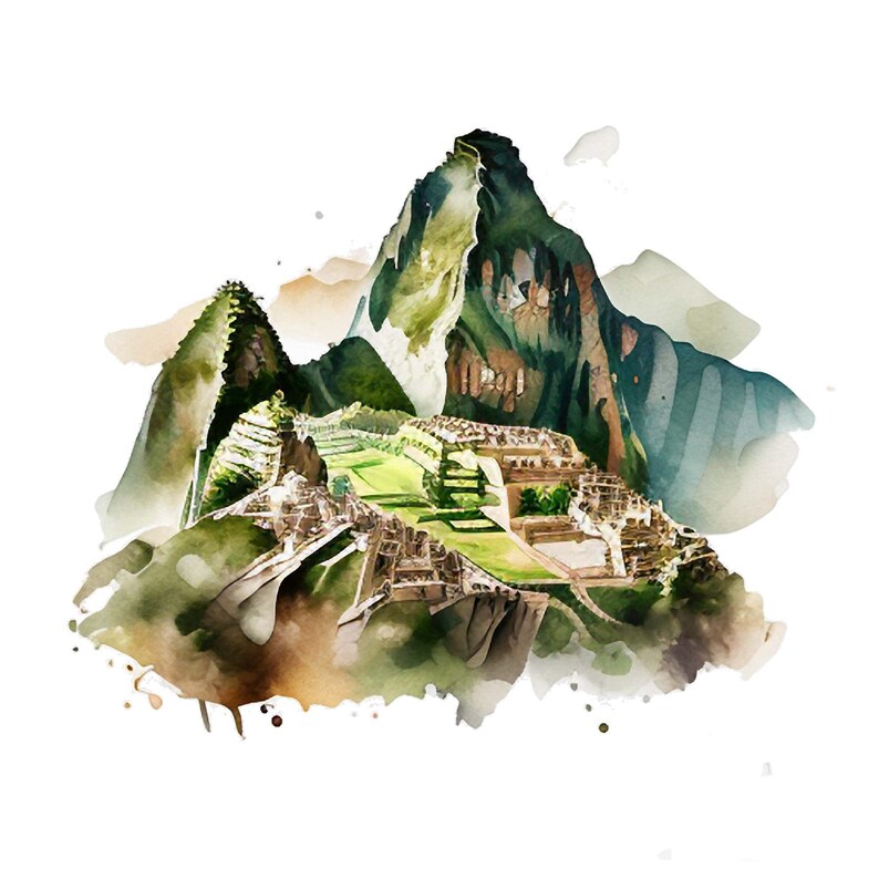 Set of 4 Watercolor Machu Picchu Clipart PNG Digital Download Files for ...